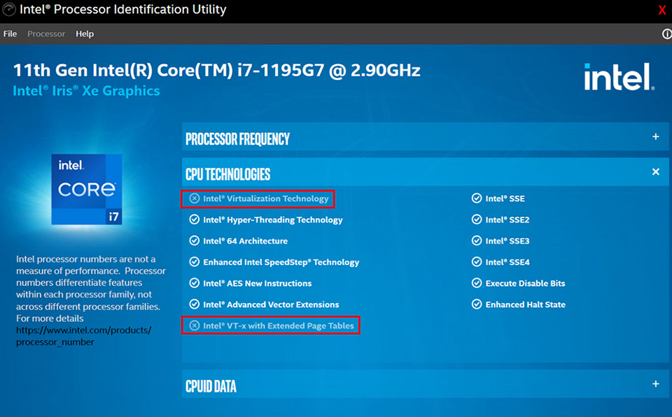 [Notebook] ตรวจไม่พบ Intel Virtualization Technology และ Vt-x ใน Intel Processor Identification ...