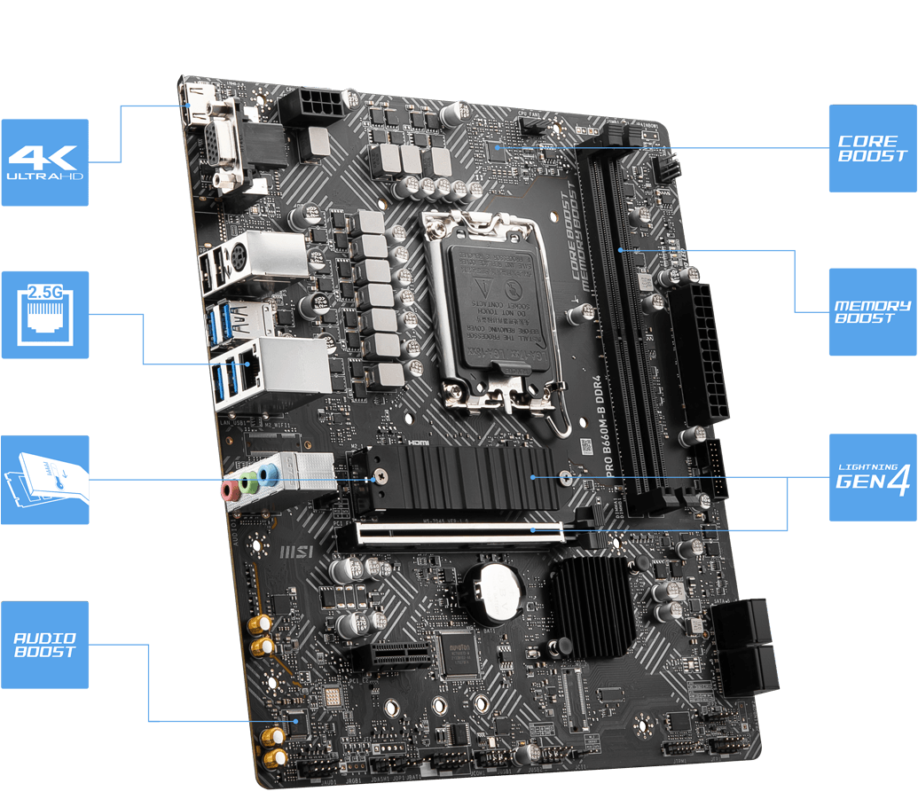 PRO B660M B DDR4 Motherboard M ATX Intel 12th Gen Processors PRO B660M B DDR4 Motherboard M ATX Intel 12th Gen Processors