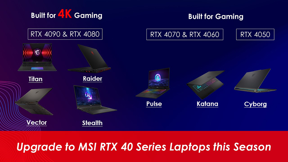 Time to Upgrade to MSI GeForce RTX™ 40 Series Laptops