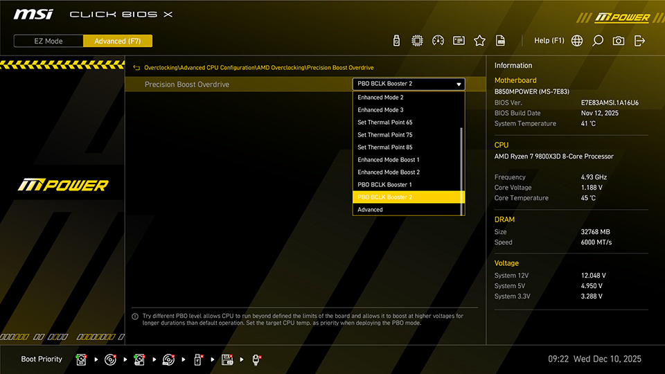 MSI PBO BCLK Booster x High-Efficiency Mode: Unleashing Ryzen 7 9800X3D ...