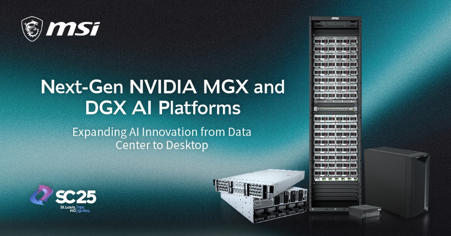 微星科技深化 AI 基礎架構佈局 SC25展示新一代 NVIDIA MGX 與 DGX AI 平台