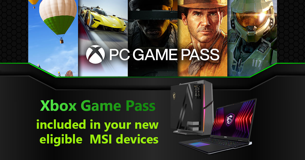 Get Xbox Game Pass with your new MSI devices