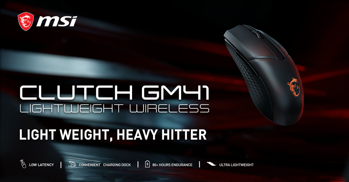 MSI CLUTCH GM41 LIGHTWEIGHT WIRELESS GAMING MOUSE