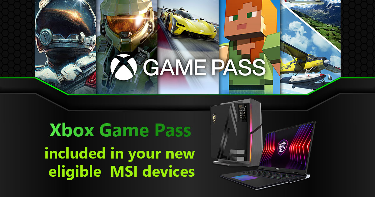Get Xbox Game Pass with your new eligible MSI devices