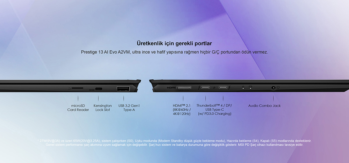 MSI Prestige 13 AI+ Evo A2VMG-043TR Ultra 9-288V 32GB LPDDR5 1TB SSD 13.3" Windows 11 Pro ...